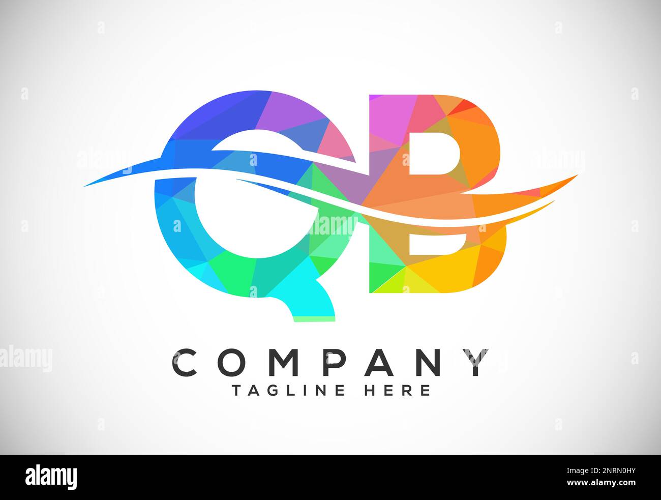 Polygonal low poly letter Q B Logo Design Vector Template. QB Letter ...