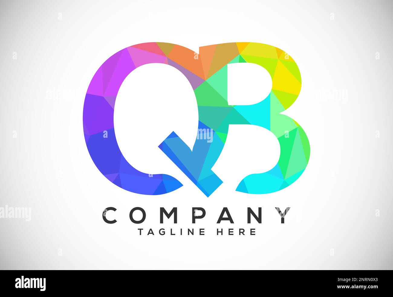 Polygonal low poly letter Q B Logo Design Vector Template. QB Letter ...