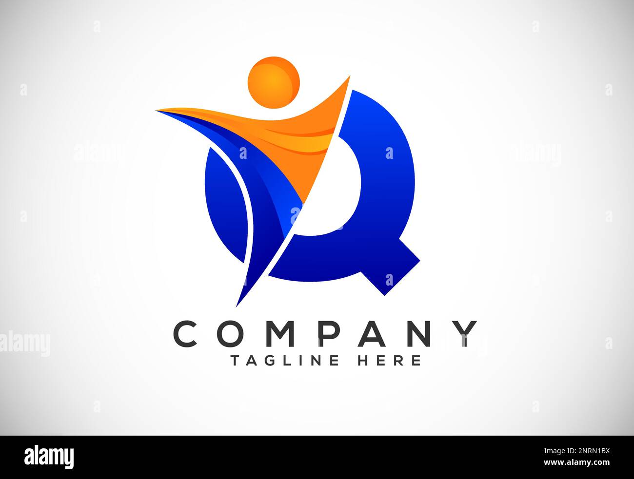 Initial alphabet Q with abstract people logo design. Graphic alphabet ...