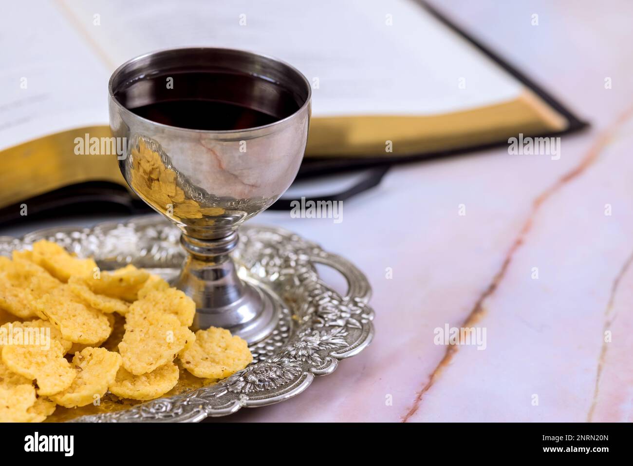 Christian Holy Communion with unleavened bread wine chalice symbols of ...