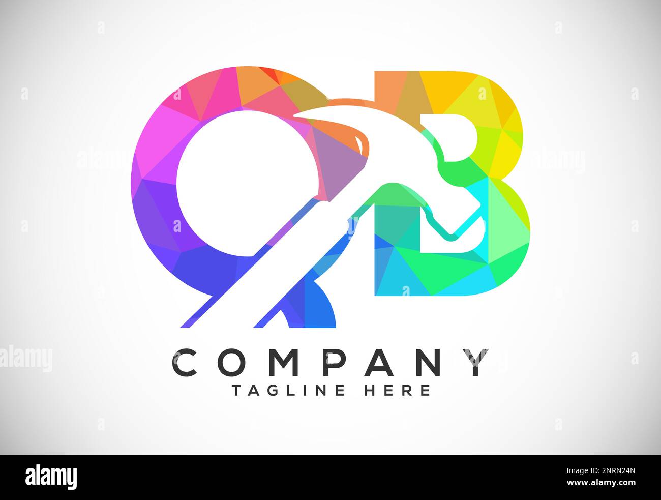 Polygonal low poly letter Q B Logo Design Vector Template. QB Letter ...