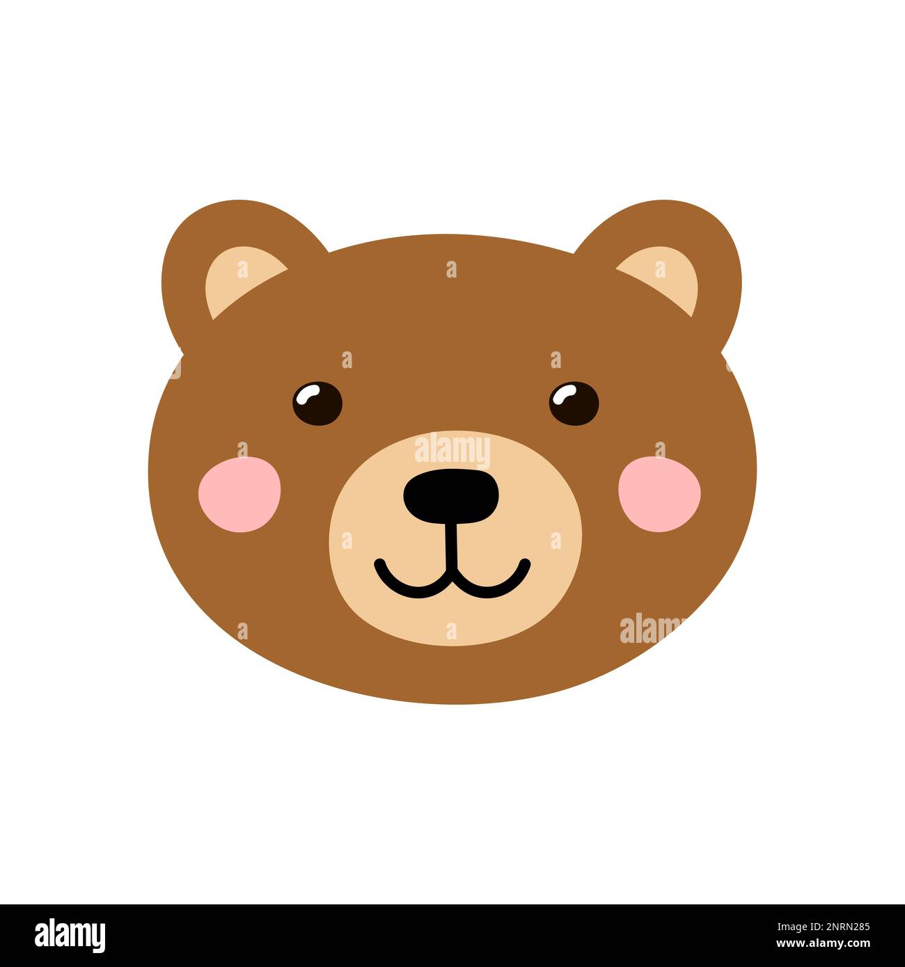 Cute bear head in cartoon style. Brown bear face for baby and kids ...