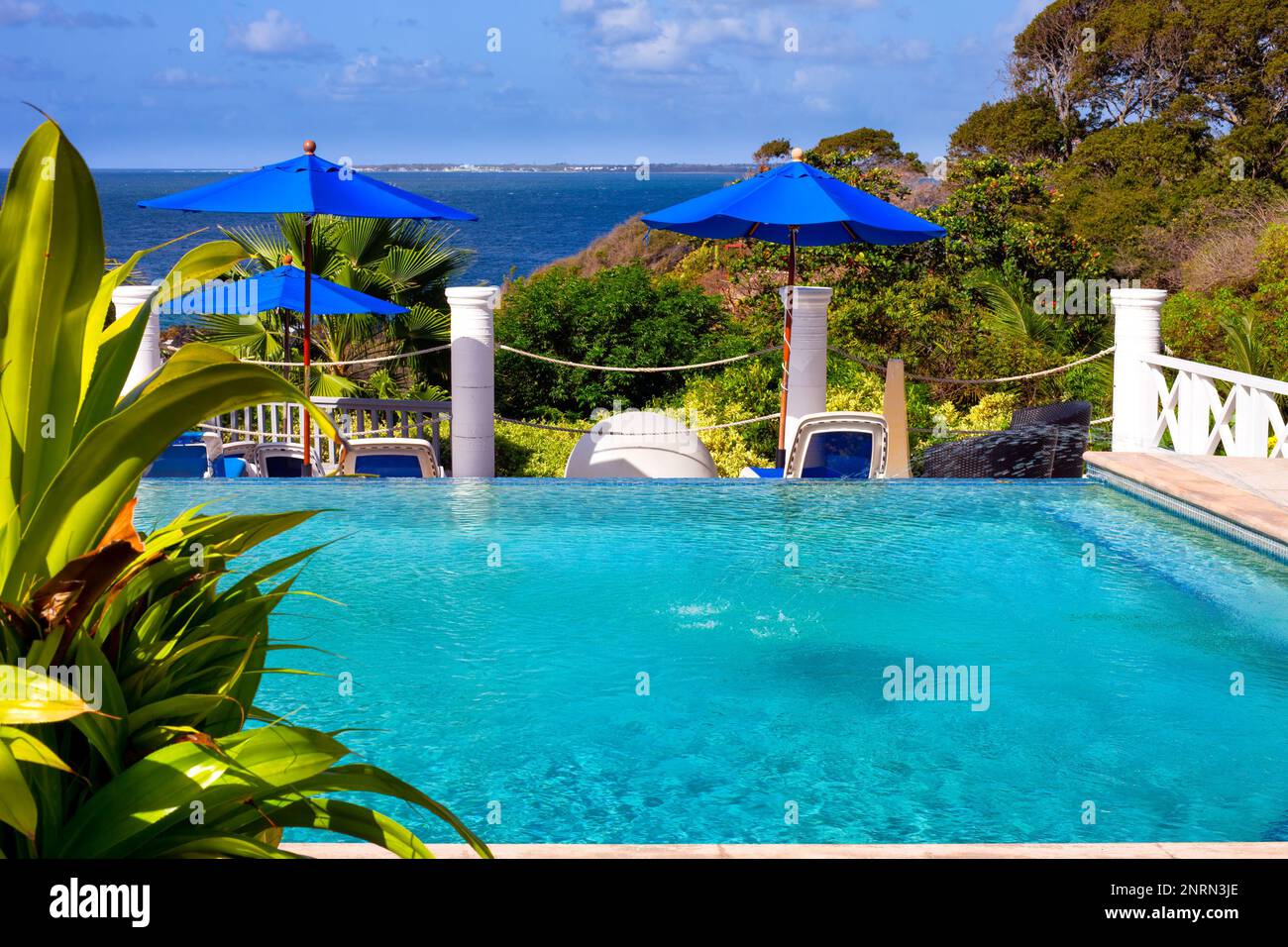 Pool with wiev to the ocean on tropical island , Relaxation concept ...