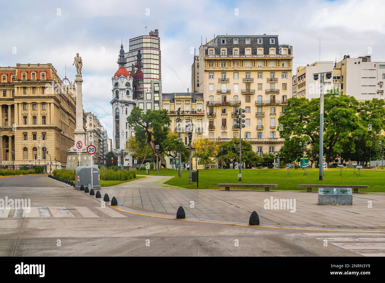 Morning urban scene at plaza lavalle, a famous elegant old style square ...