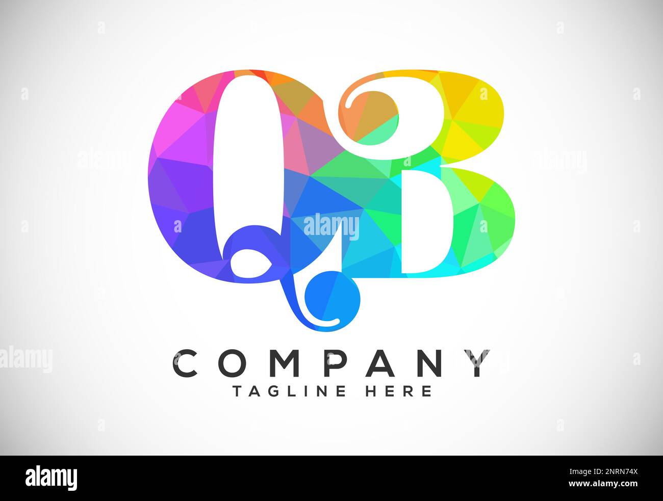 Polygonal low poly letter Q B Logo Design Vector Template. QB Letter ...