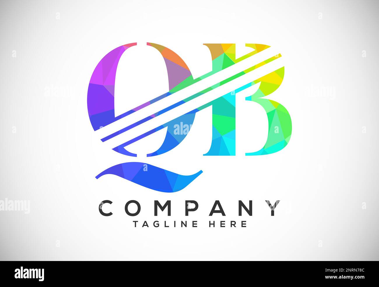 Polygonal low poly letter Q B Logo Design Vector Template. QB Letter ...
