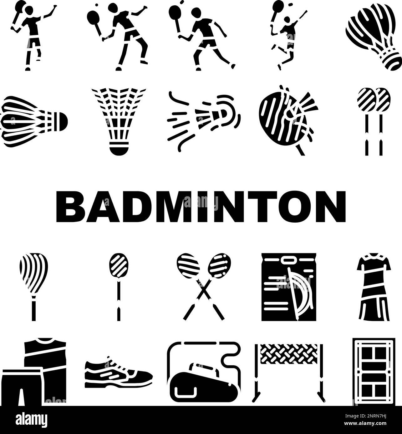 badminton shuttlecock competition icons set vector Stock Vector Image ...