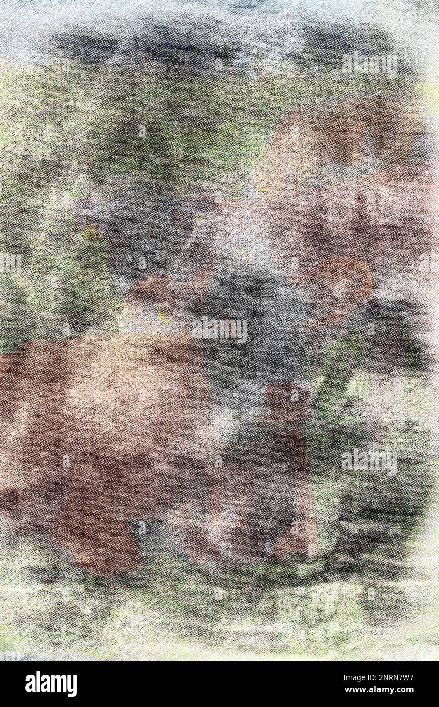 Mingled background texture in multicolor. (Cows are hiding in the ...