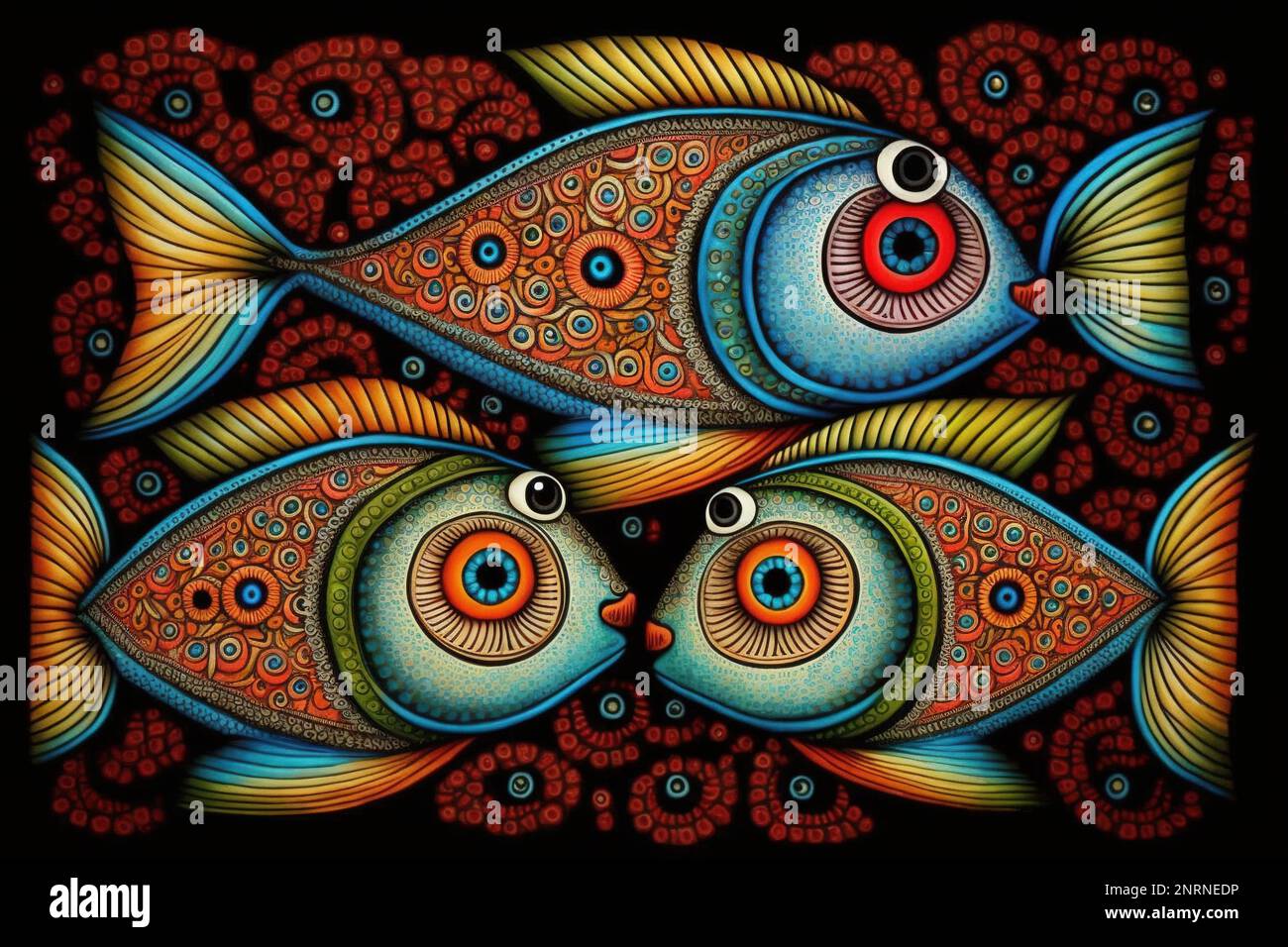 Two Fish Facing Up with One Above Stock Photo - Alamy