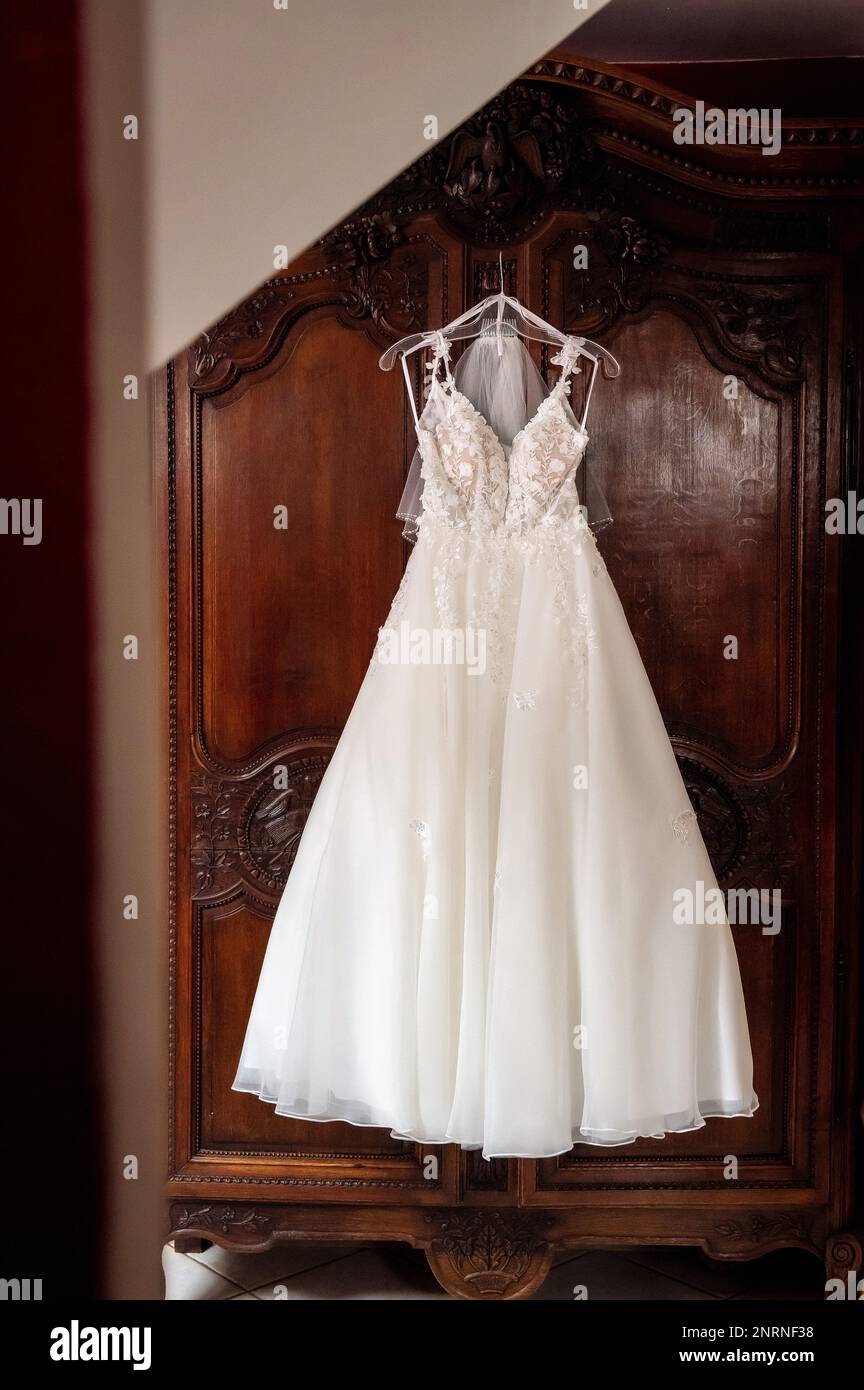 bride and groom's wardrobe and items of clothing bride's wedding dress ...