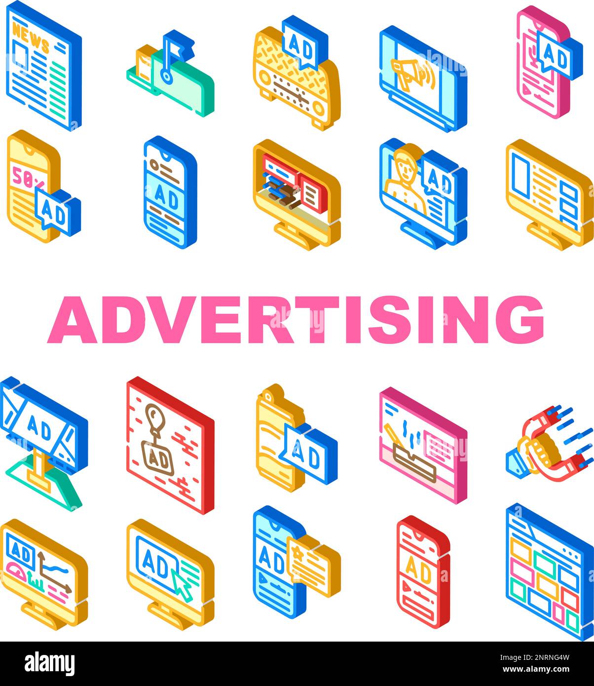 advertising media internet icons set vector Stock Vector Image & Art ...