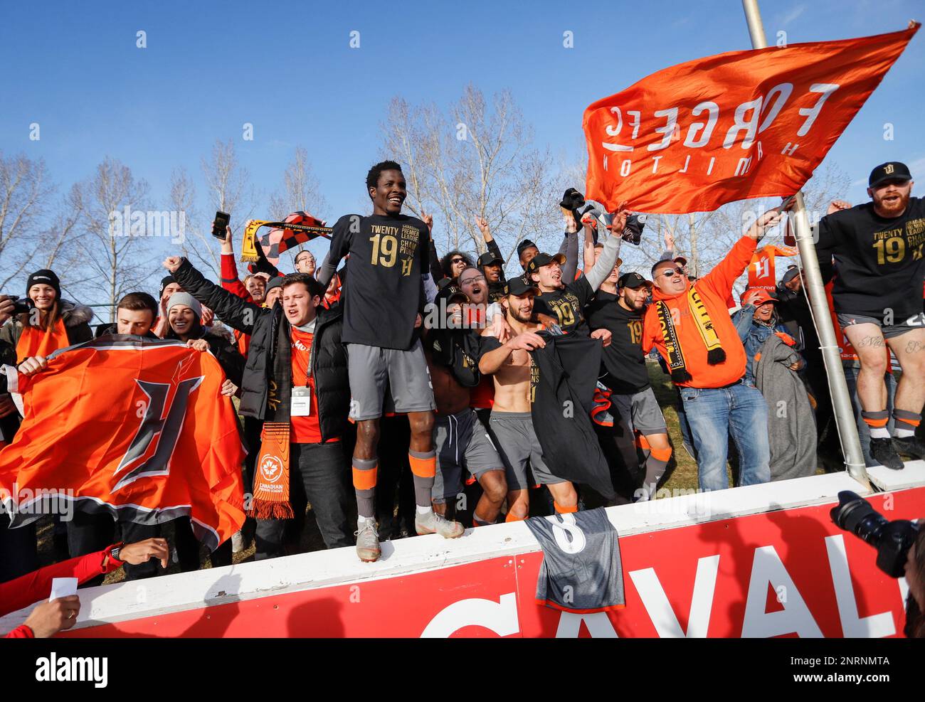 Hamilton Forge players get into the stands with fans to celebrate ...