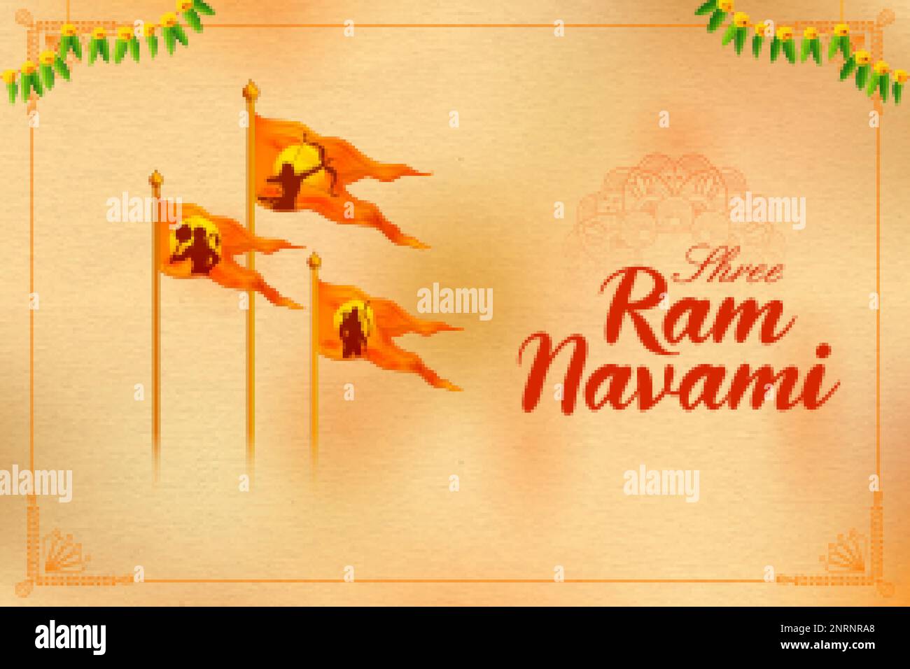 Illustration Of Lord Rama With Bow Arrow For Shree Ram Navami Celebration Background For