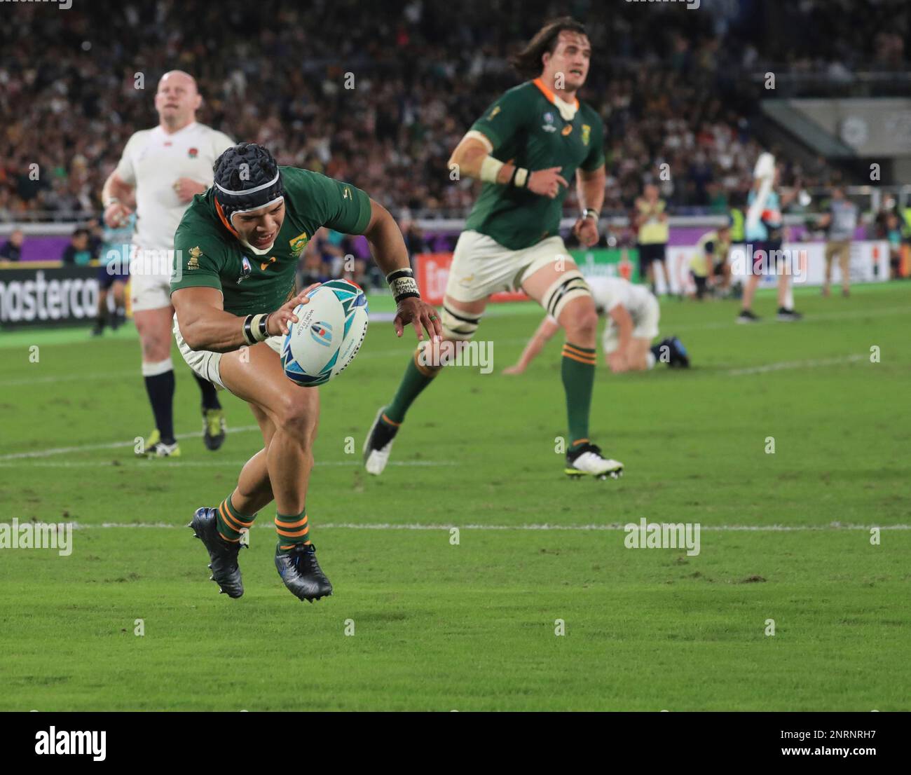 South Africa's Cheslin Kolbe scores team's second try during the second ...