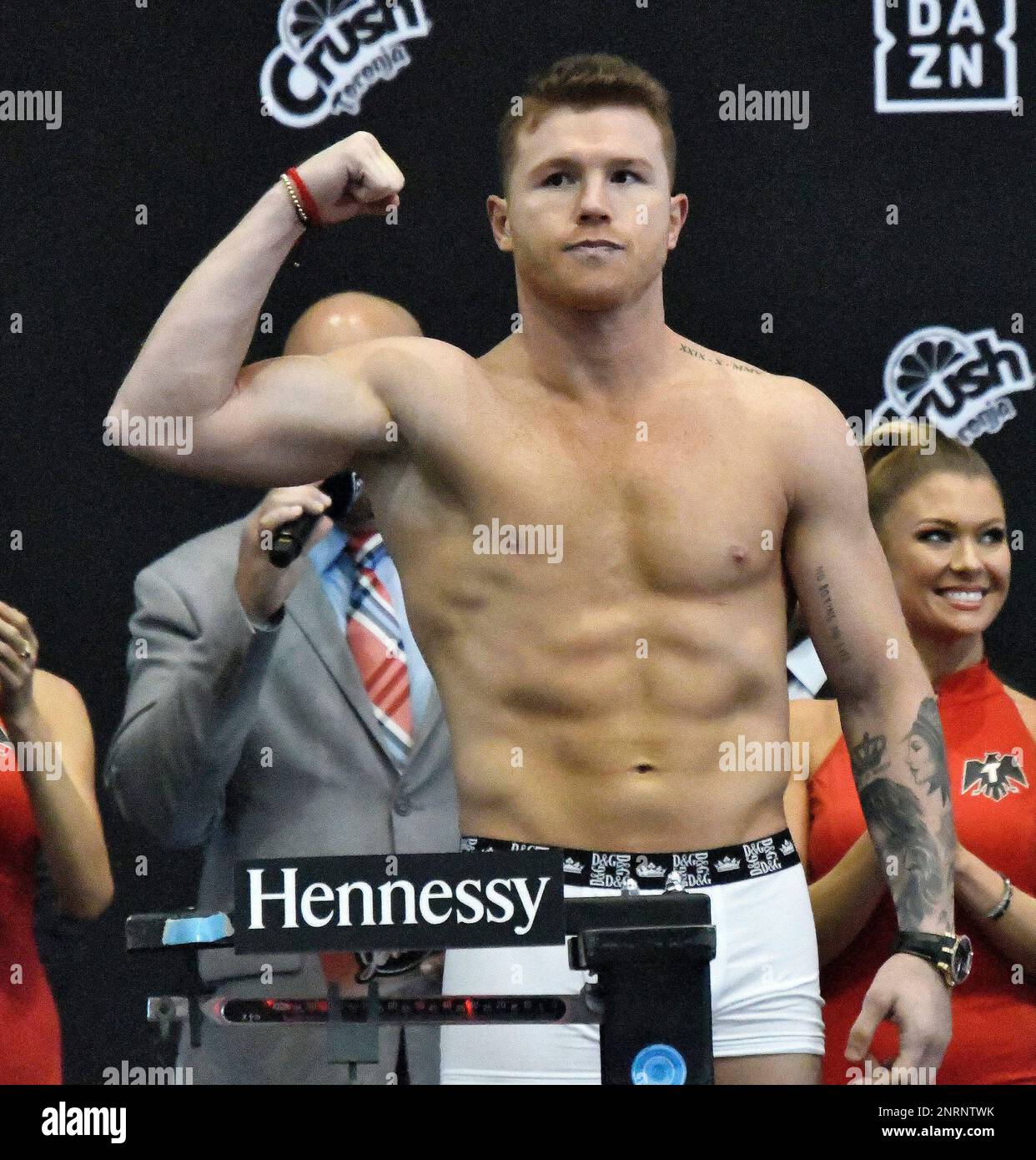 Mexico's Canelo Alvarez weighs in at 174 pounds at todays weigh In at ...
