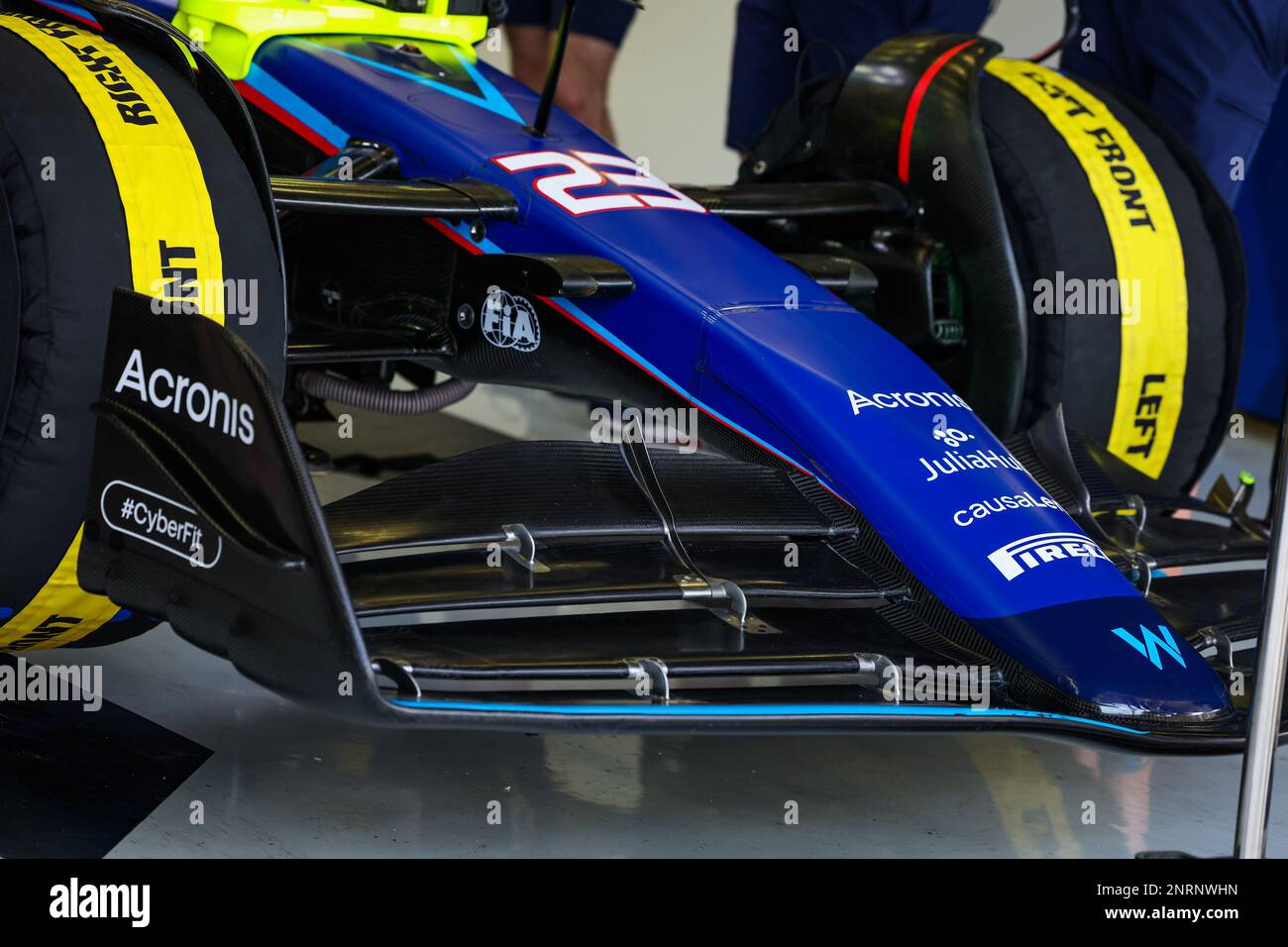 Williams Racing FW45, mechanical detail of the front wing during the ...