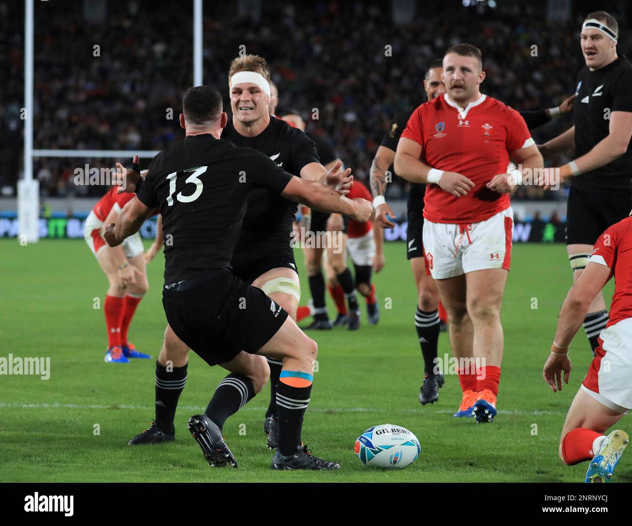 New Zealand's Ryan Crotty (13) reacts after scoring try during the ...