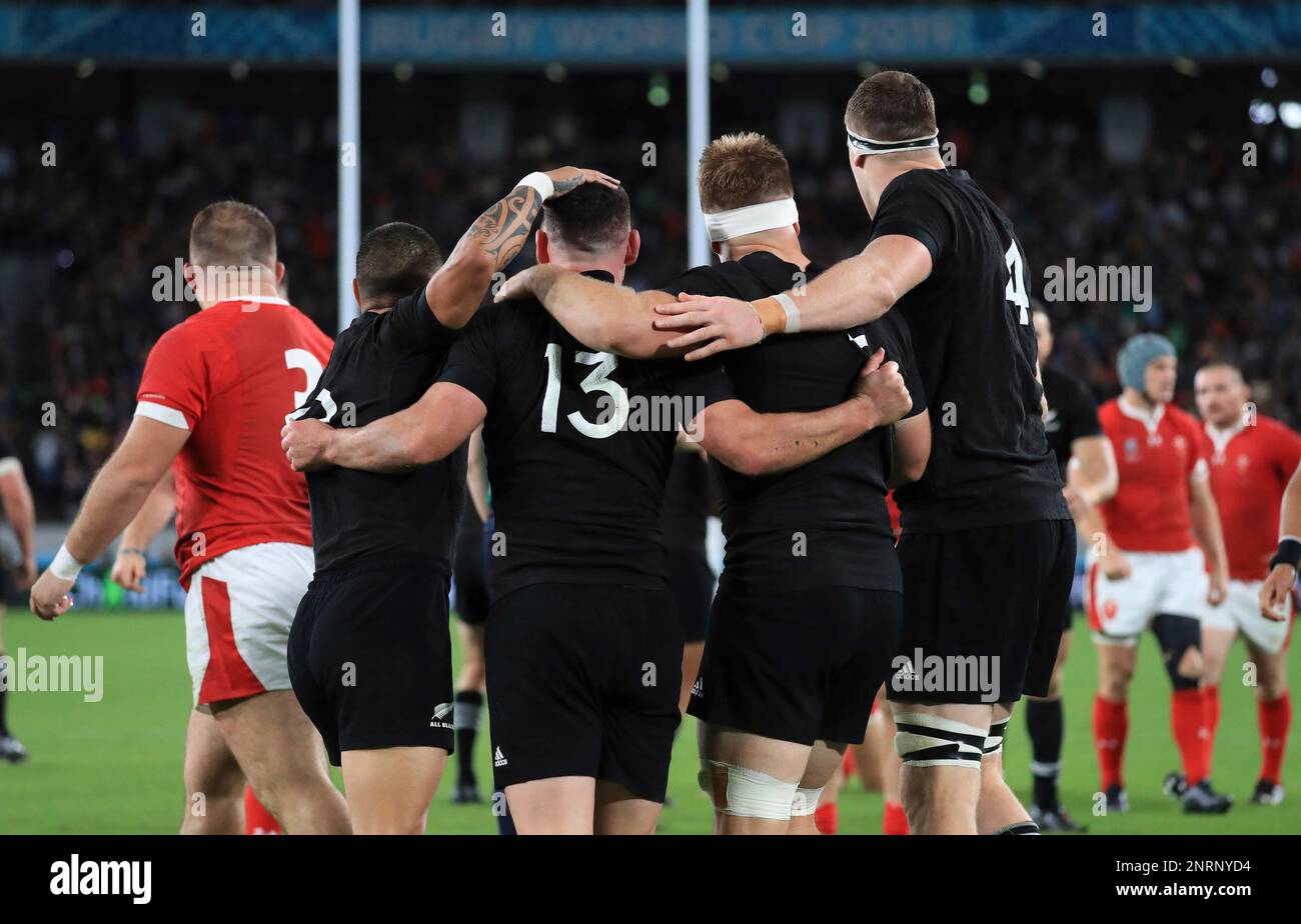 New Zealand's Ryan Crotty (13) reacts after scoring try during the ...