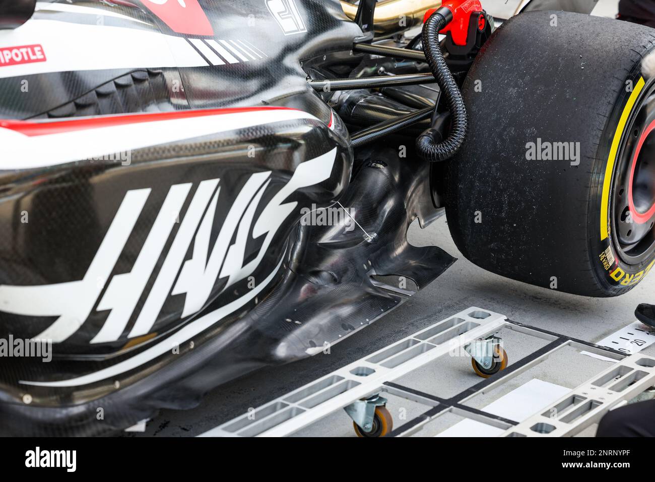 Haas F1 Team VF-23 Ferrari, Mechanical detail of the floor, sidepod ...