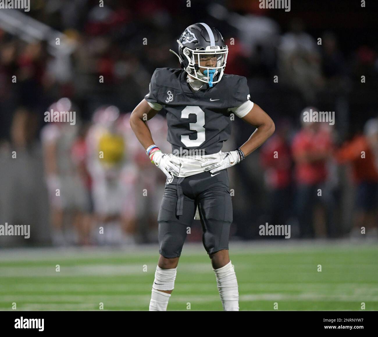 St. John Bosco cornerback Jode McDuffie (3) poses during a high school ...