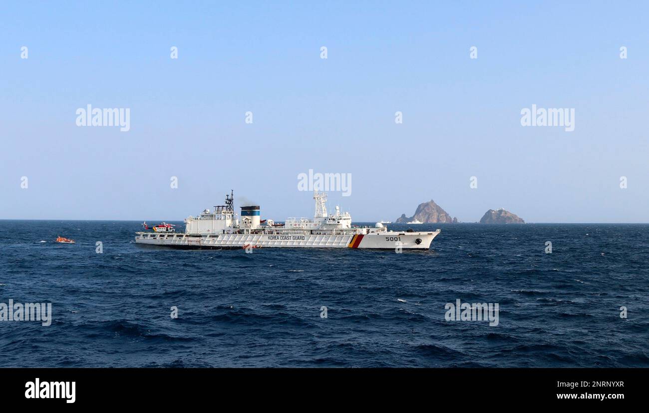 In this photo provided by the Korea Coast Guard, South Korea coast ...