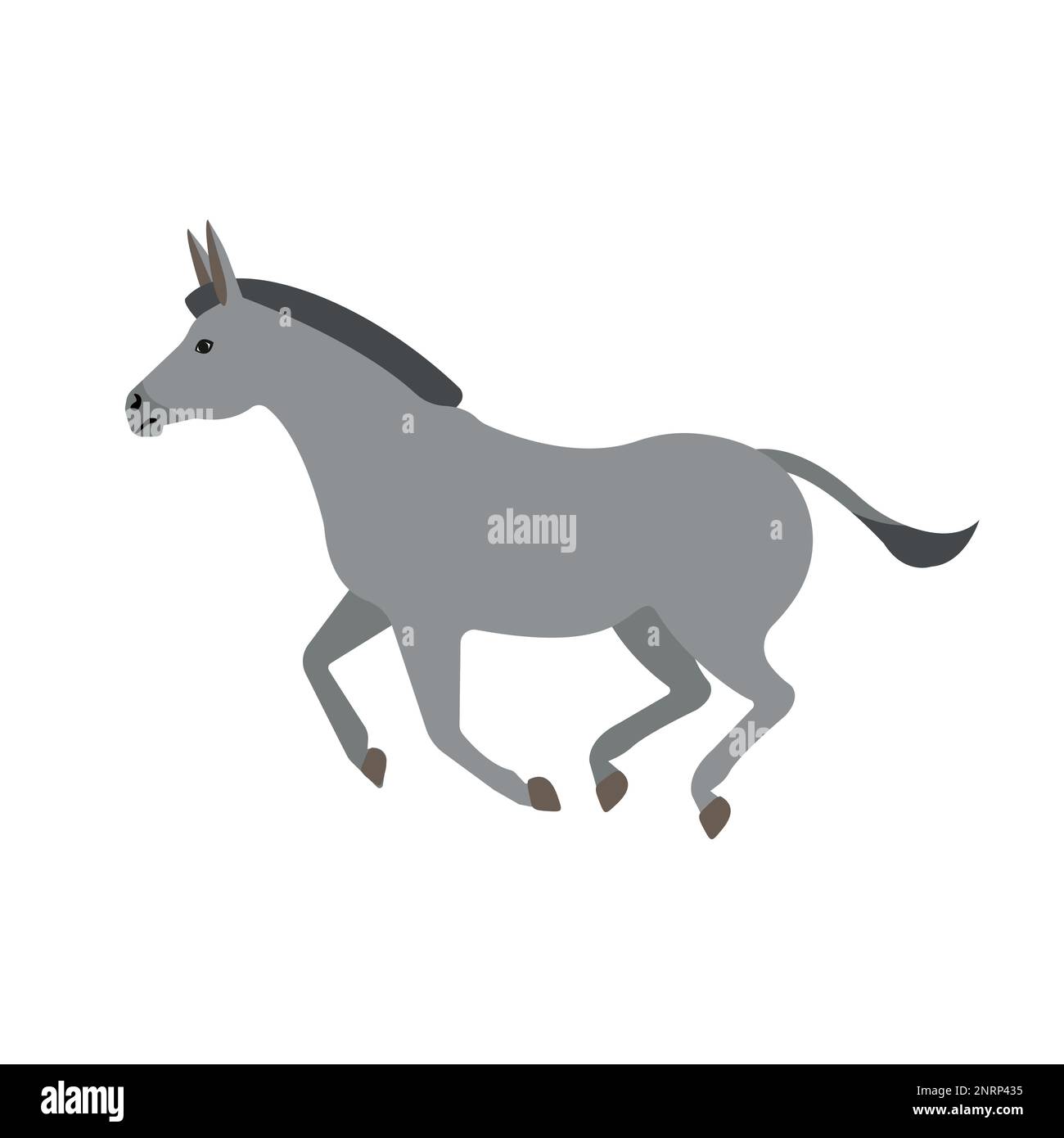 Vector hand drawn flat running donkey isolated on white background ...