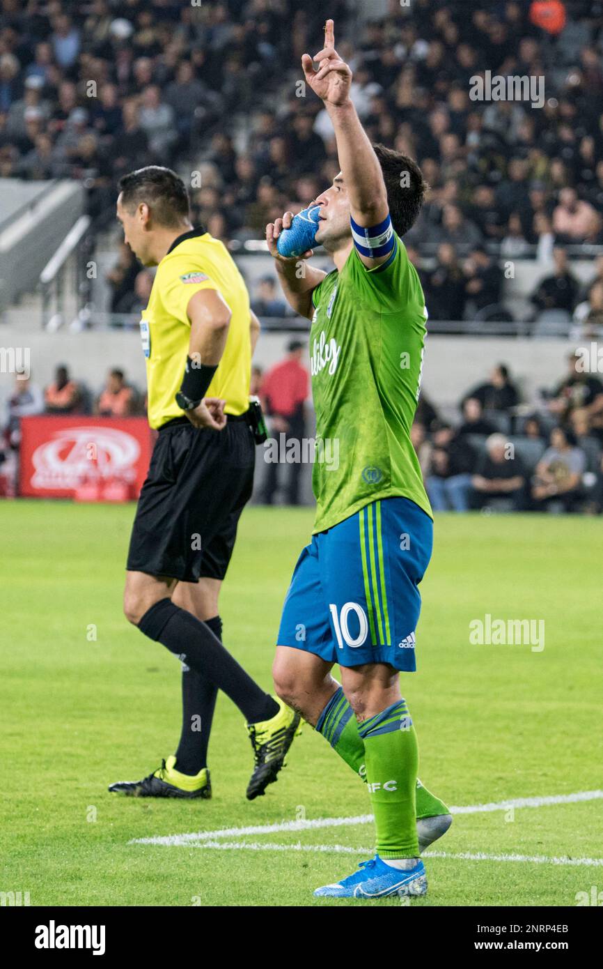 Seattle Sounders midfielder Nicolas Lodeiro (10) celebrates after his ...