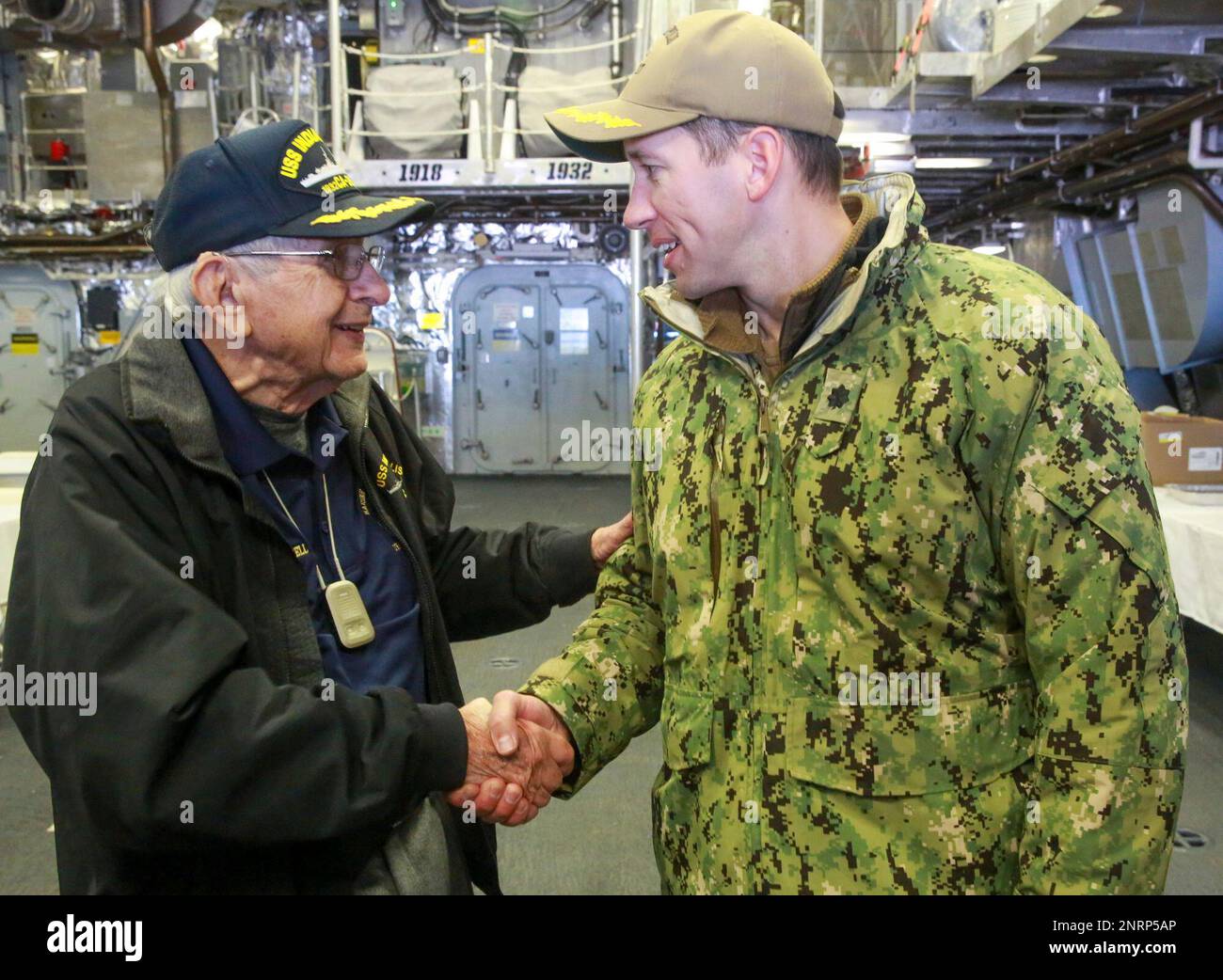 Sgt. Edgar Harrell, U.S. Navy (Ret.), left, bids farewell Thursday to ...