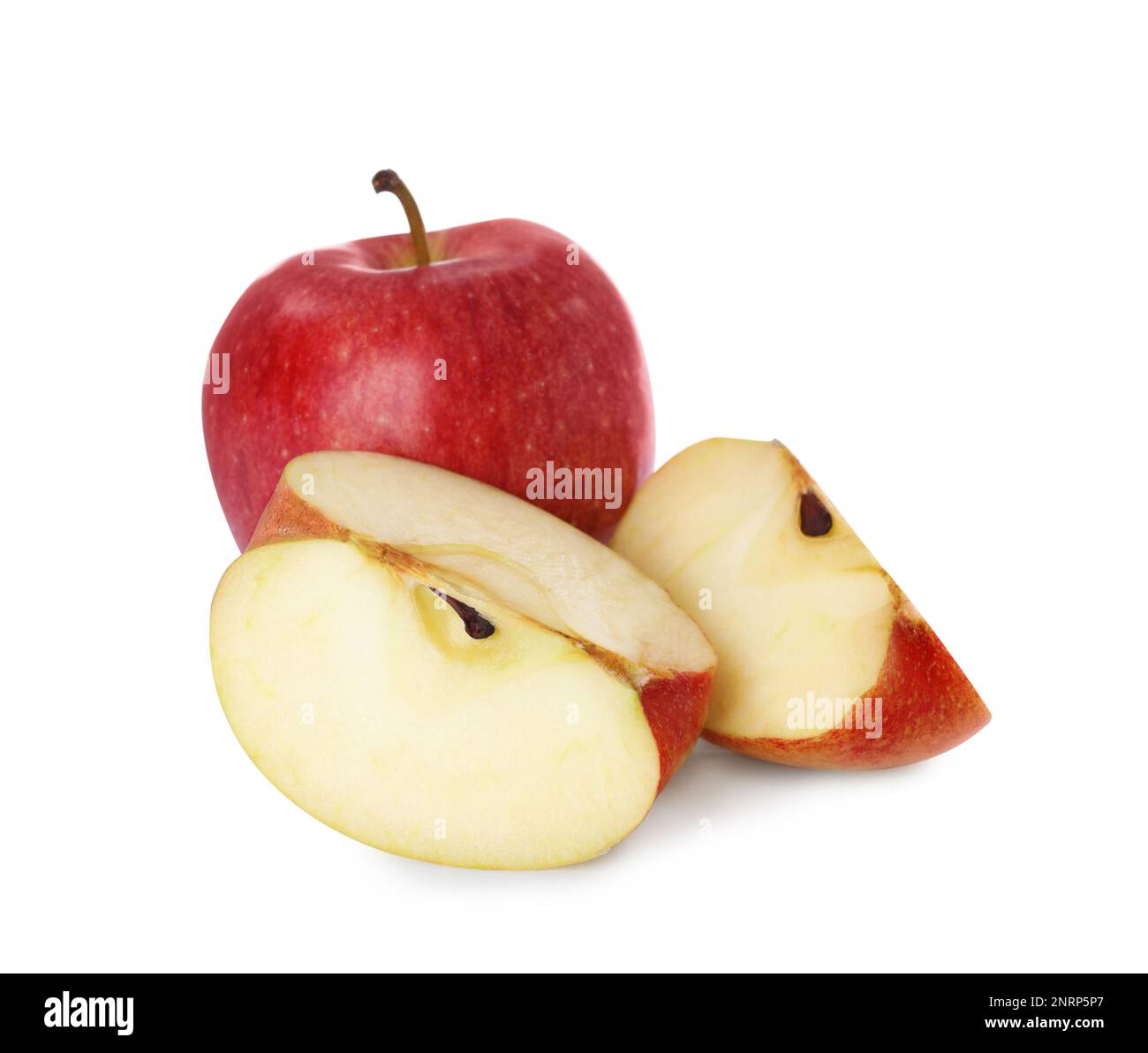 Whole and cut apples on white background Stock Photo - Alamy
