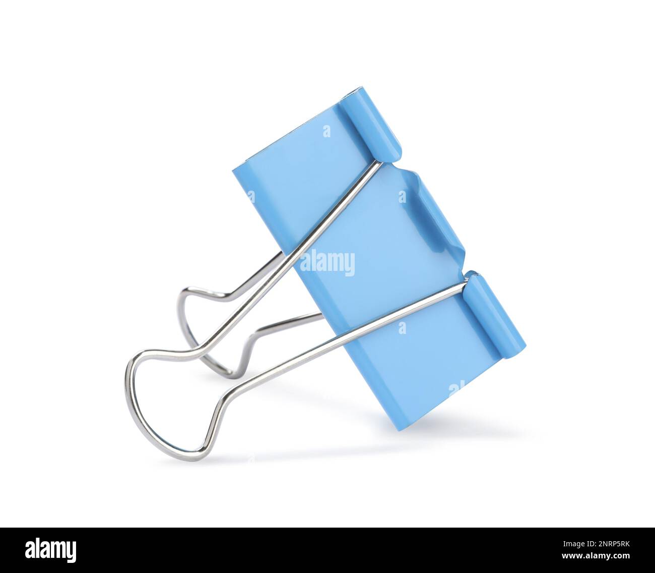 Light blue binder clip isolated on white. Stationery Stock Photo - Alamy