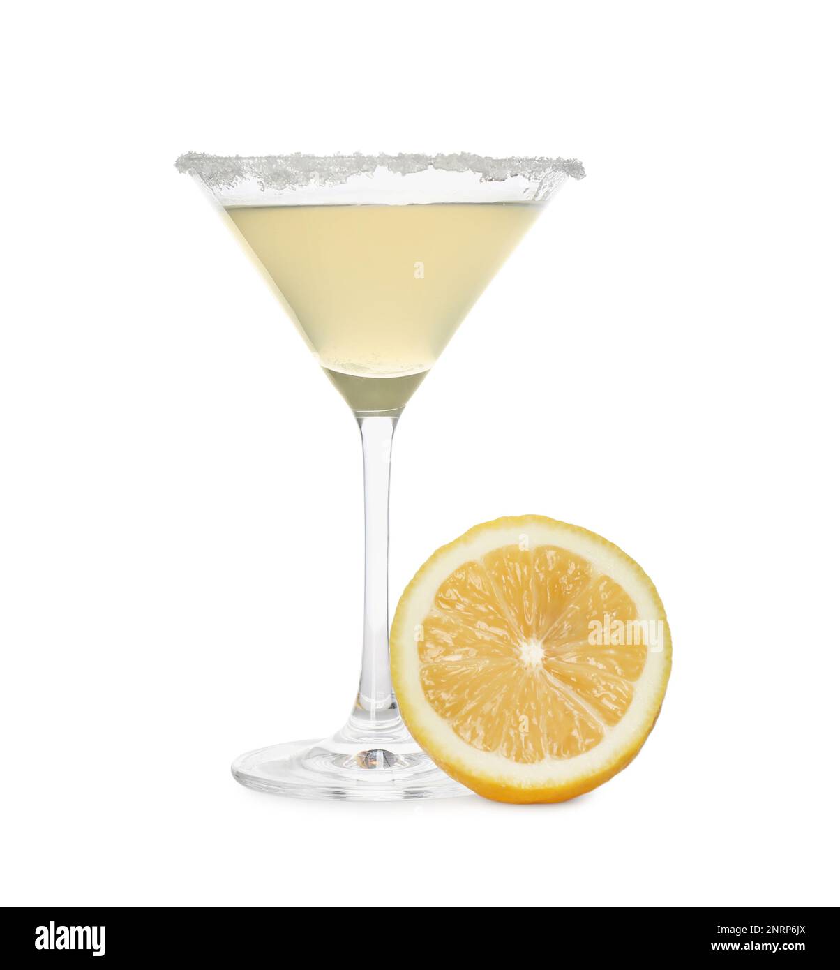 Lemon drop martini cocktail and fresh fruit on white background Stock ...