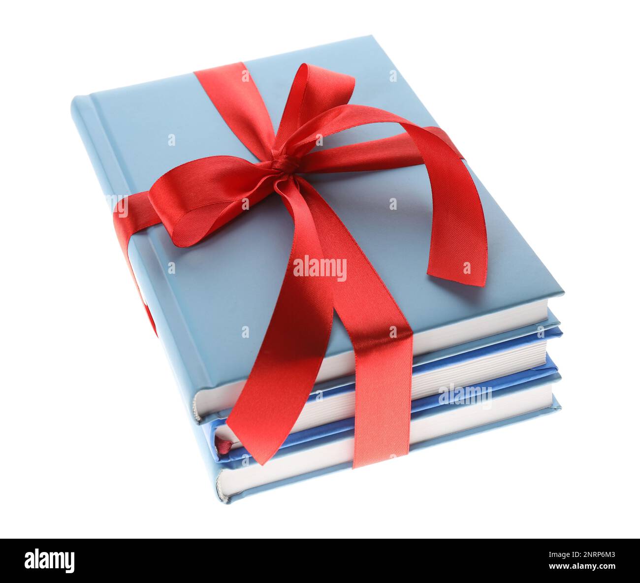 Different books tied with red ribbon isolated on white Stock Photo - Alamy