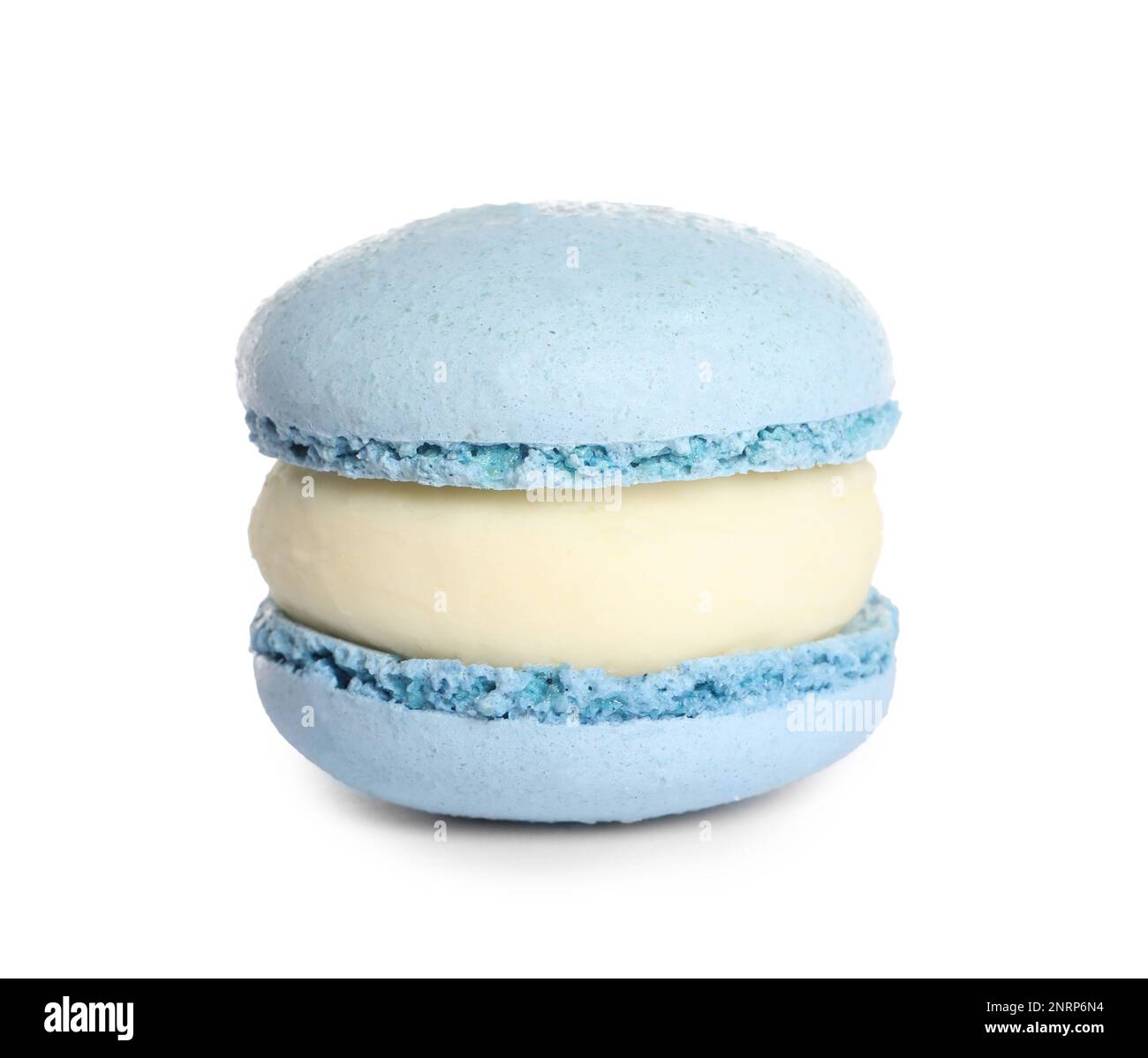 Light blue macaron on white background. Delicious dessert Stock Photo ...