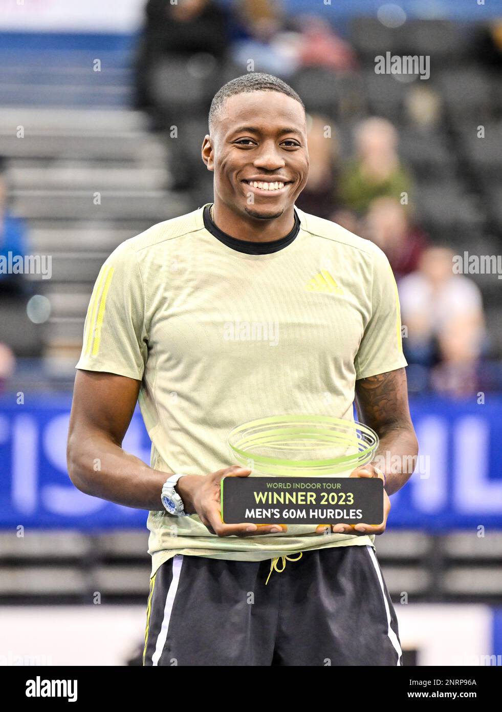 Grant HOLLOWAY (USA) Wins the Mens 60M Hurdles Title at the Birmingham ...