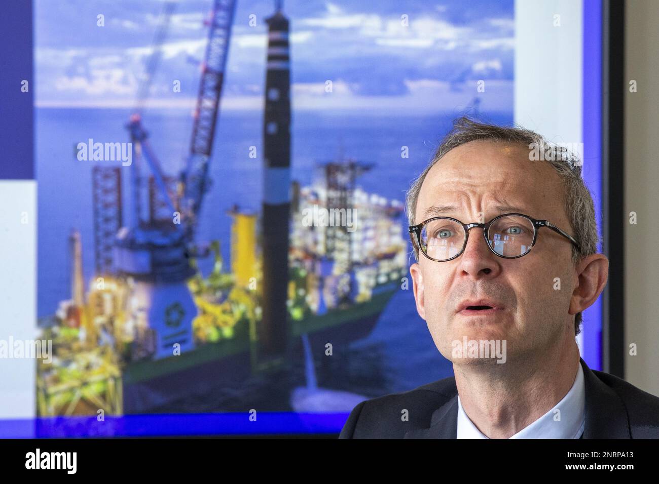 Luc Vandenbulcke, CEO of DEME pictured during a press conference to ...