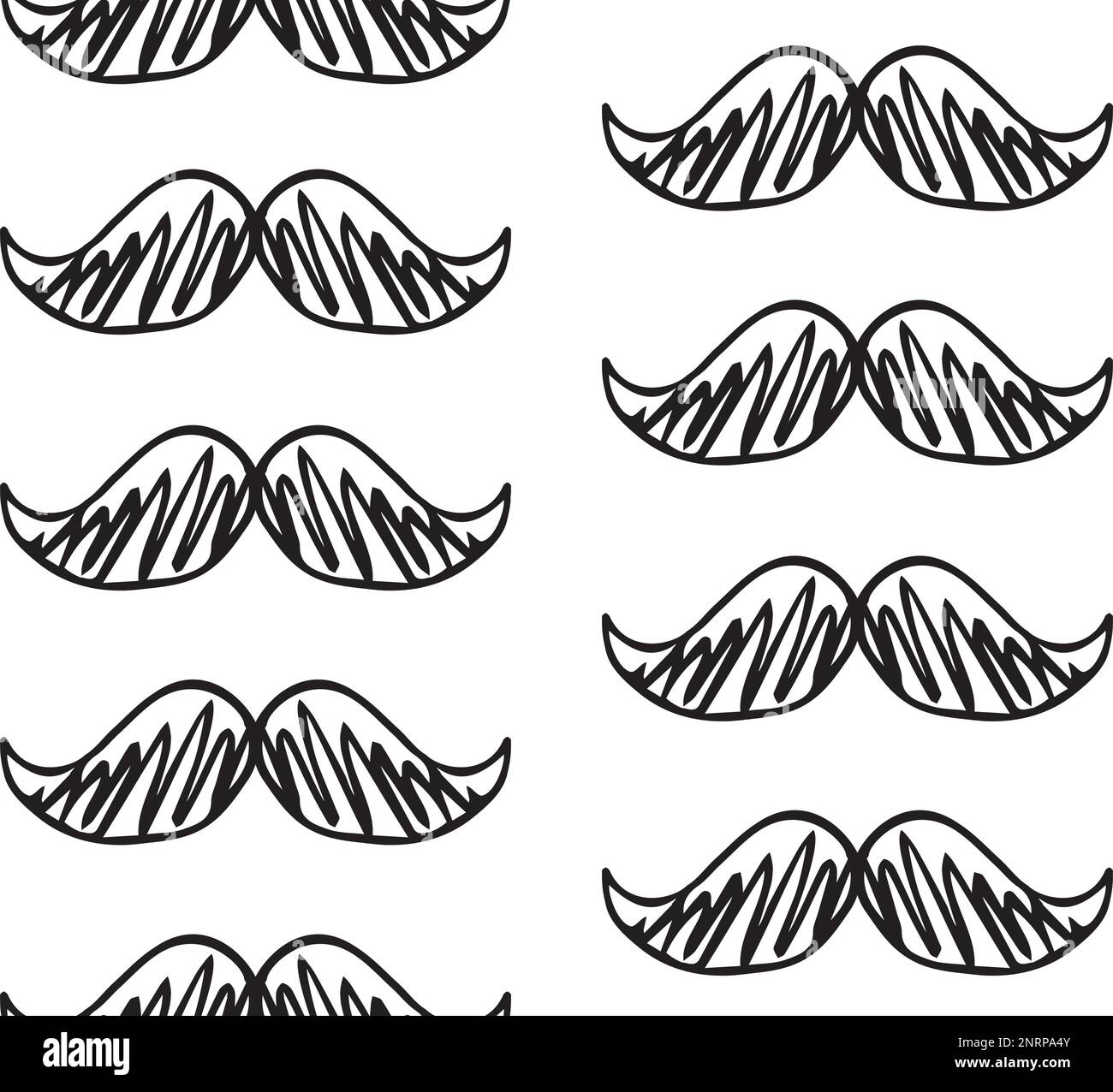 Vector seamless pattern of hand drawn doodle sketch mustache isolated ...