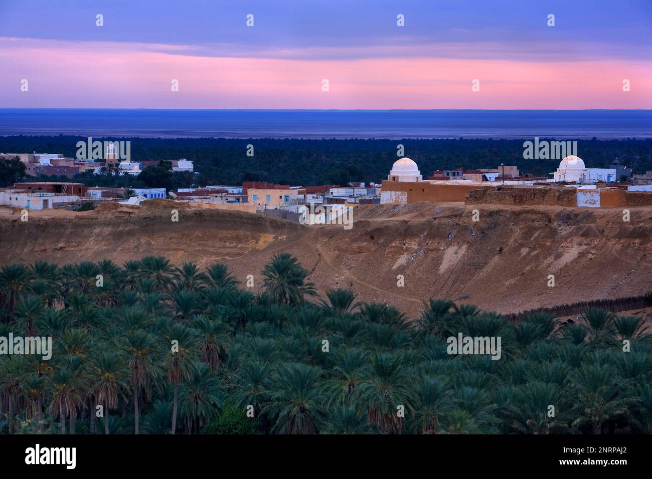 Tunisia.Nefta. Panoramic from the viewing-point of Corbeille Stock ...