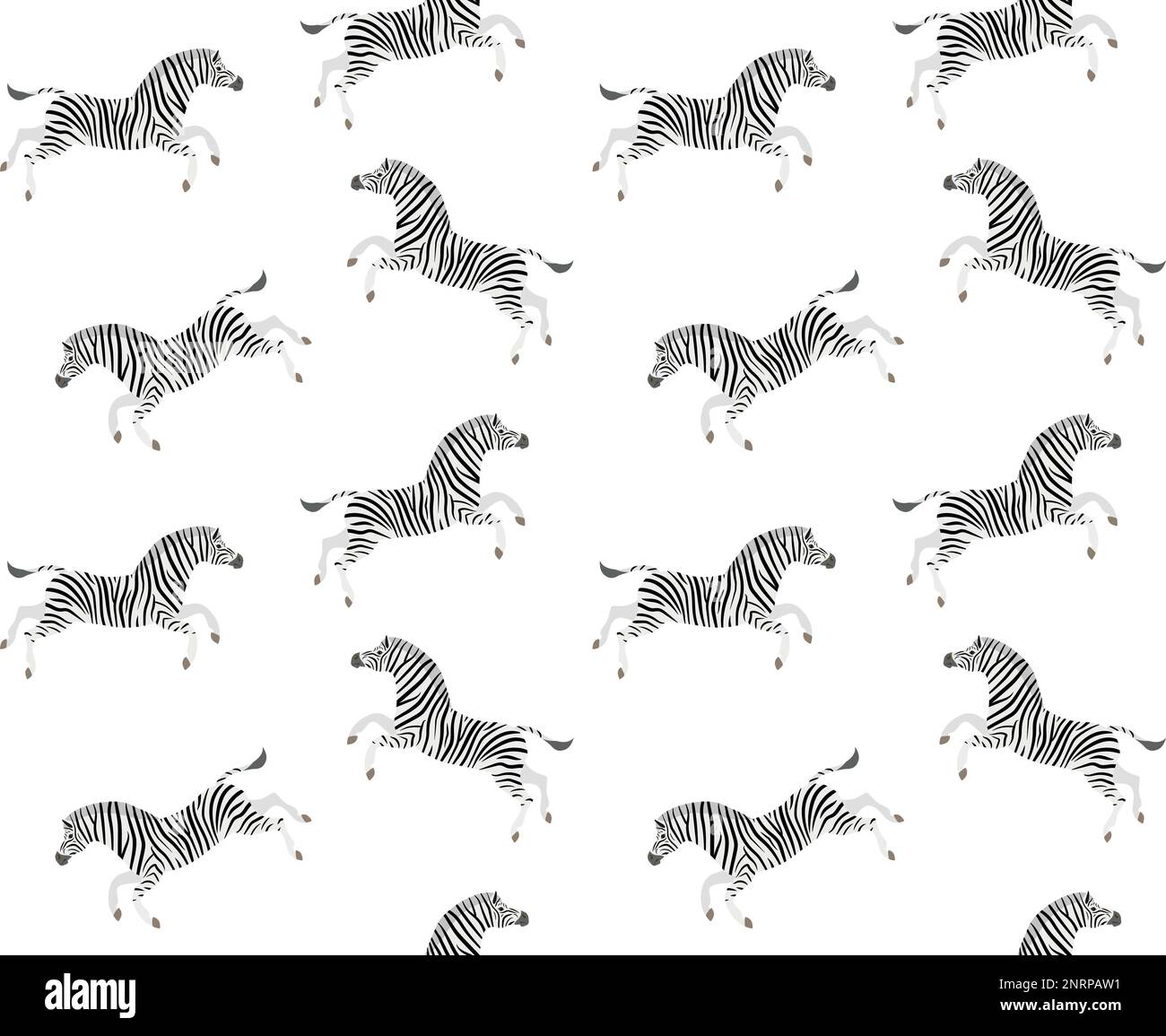 Vector seamless pattern of flat hand drawn jumping zebra isolated on ...