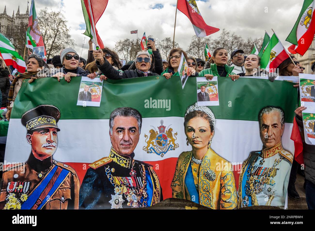 London, UK. 27 February 2023. British Iranians take part in a protest ...