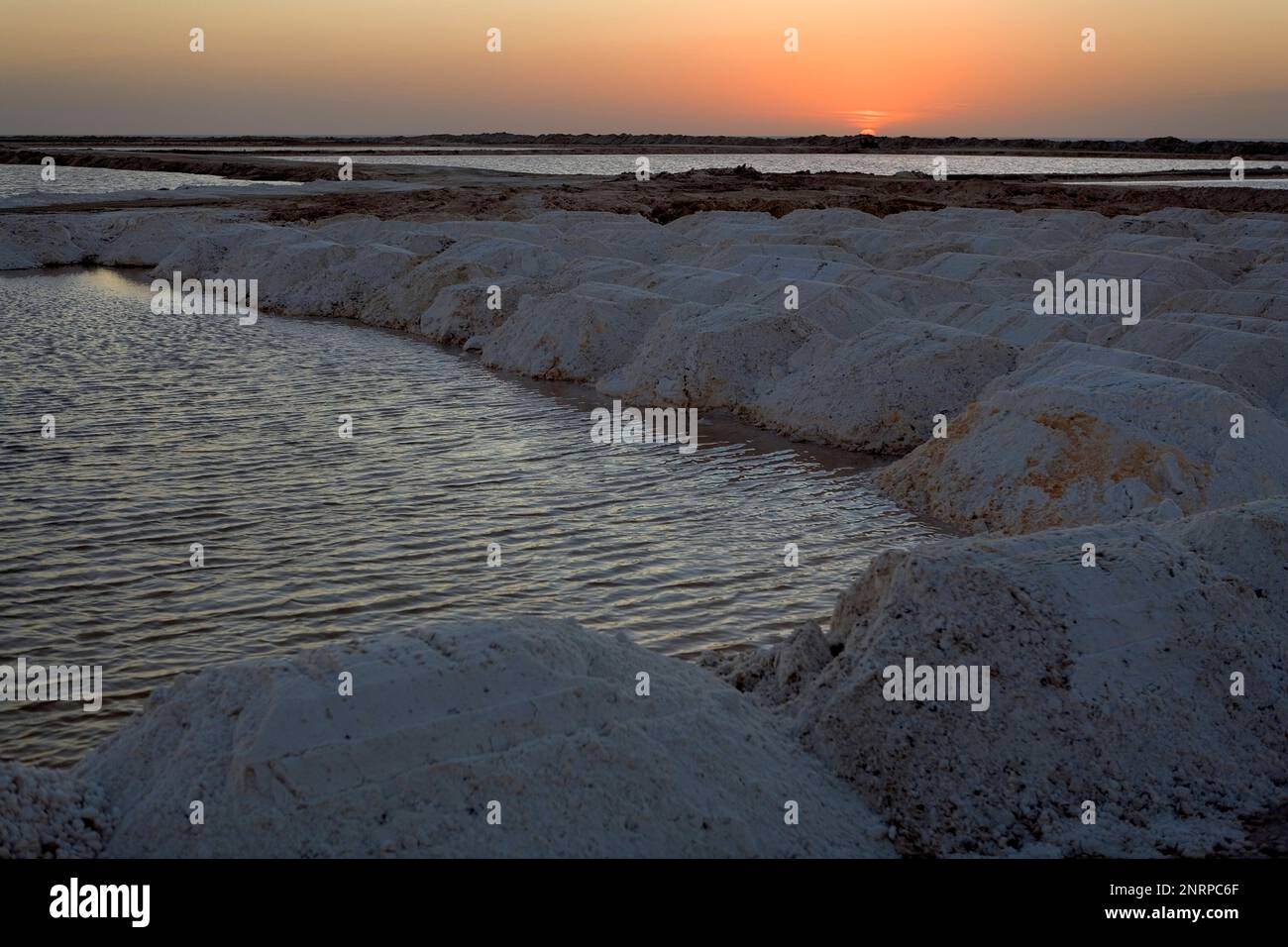 Tunisia.Chot el Jerid, the largest dry salt lake in Tunisia. saltworks ...