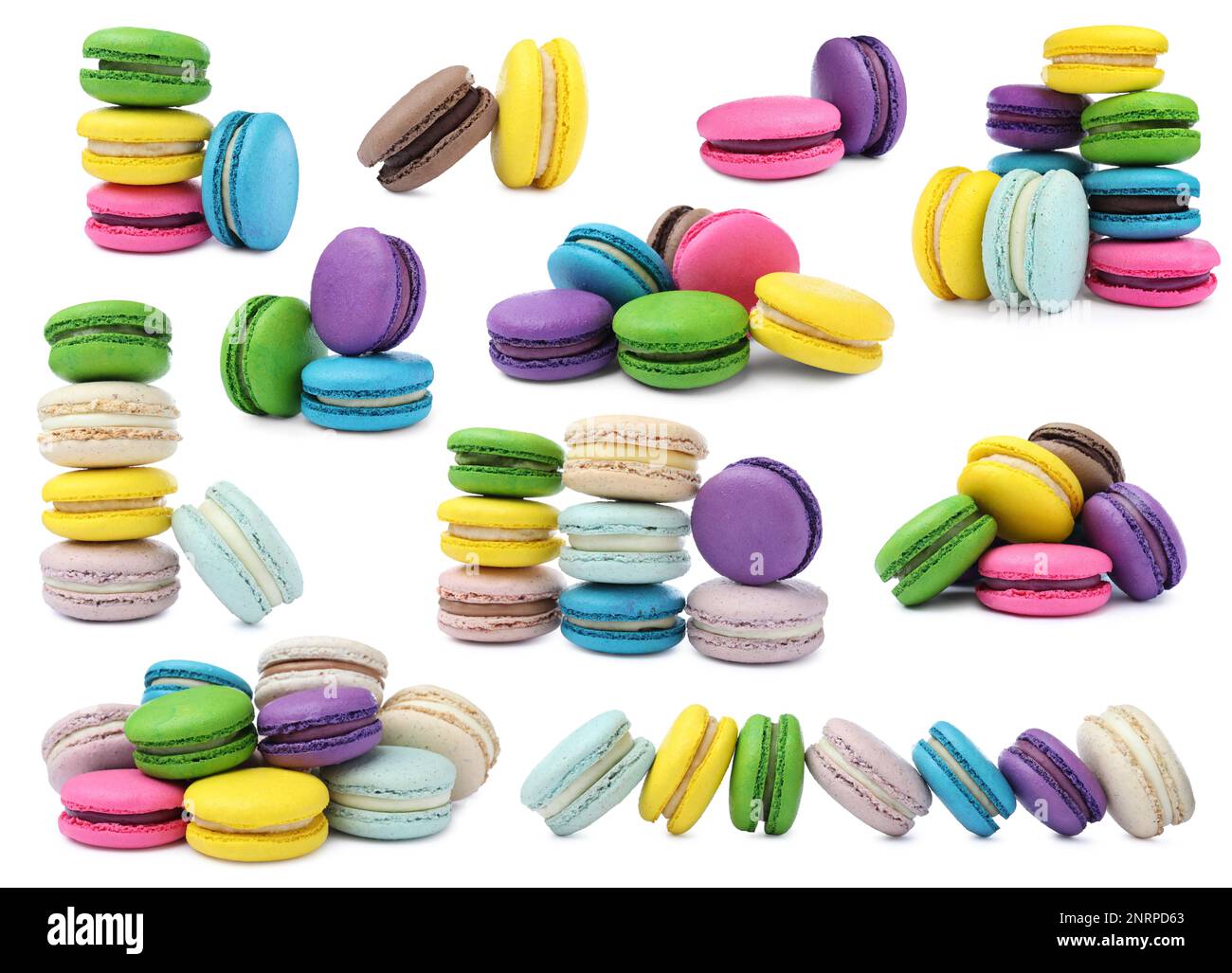 Set with different delicious macarons on white background Stock Photo ...
