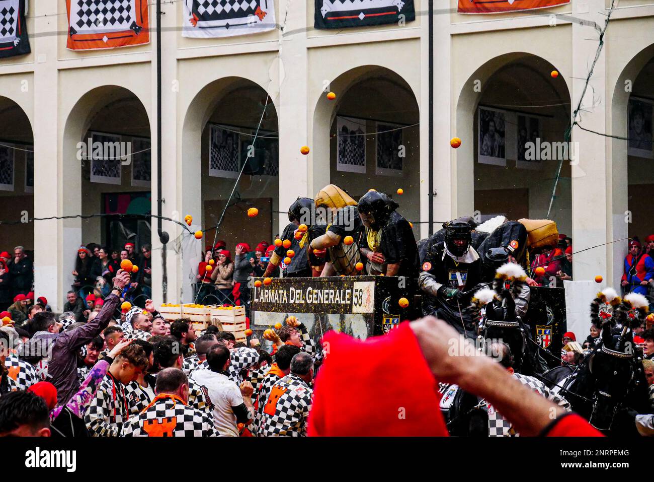 The historical carnival of ivrea 2023 Stock Photo - Alamy