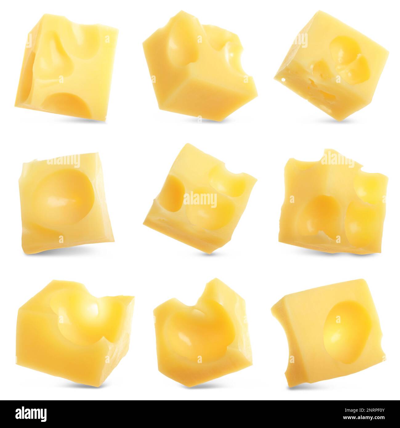 Pieces of delicious cheese on white background, collage Stock Photo - Alamy