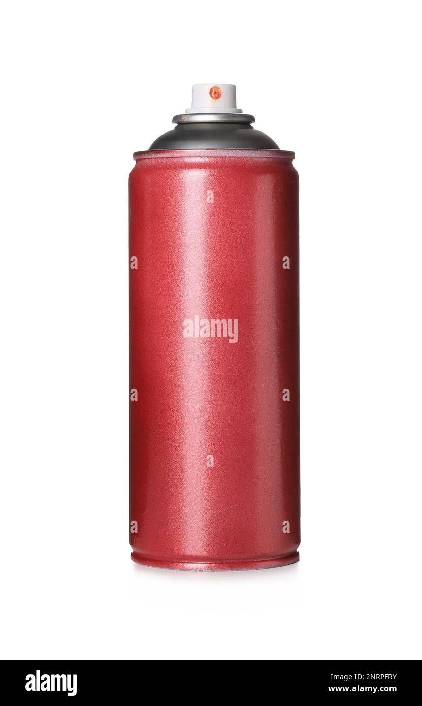 Can of red spray paint isolated on white. Graffiti supply Stock Photo ...