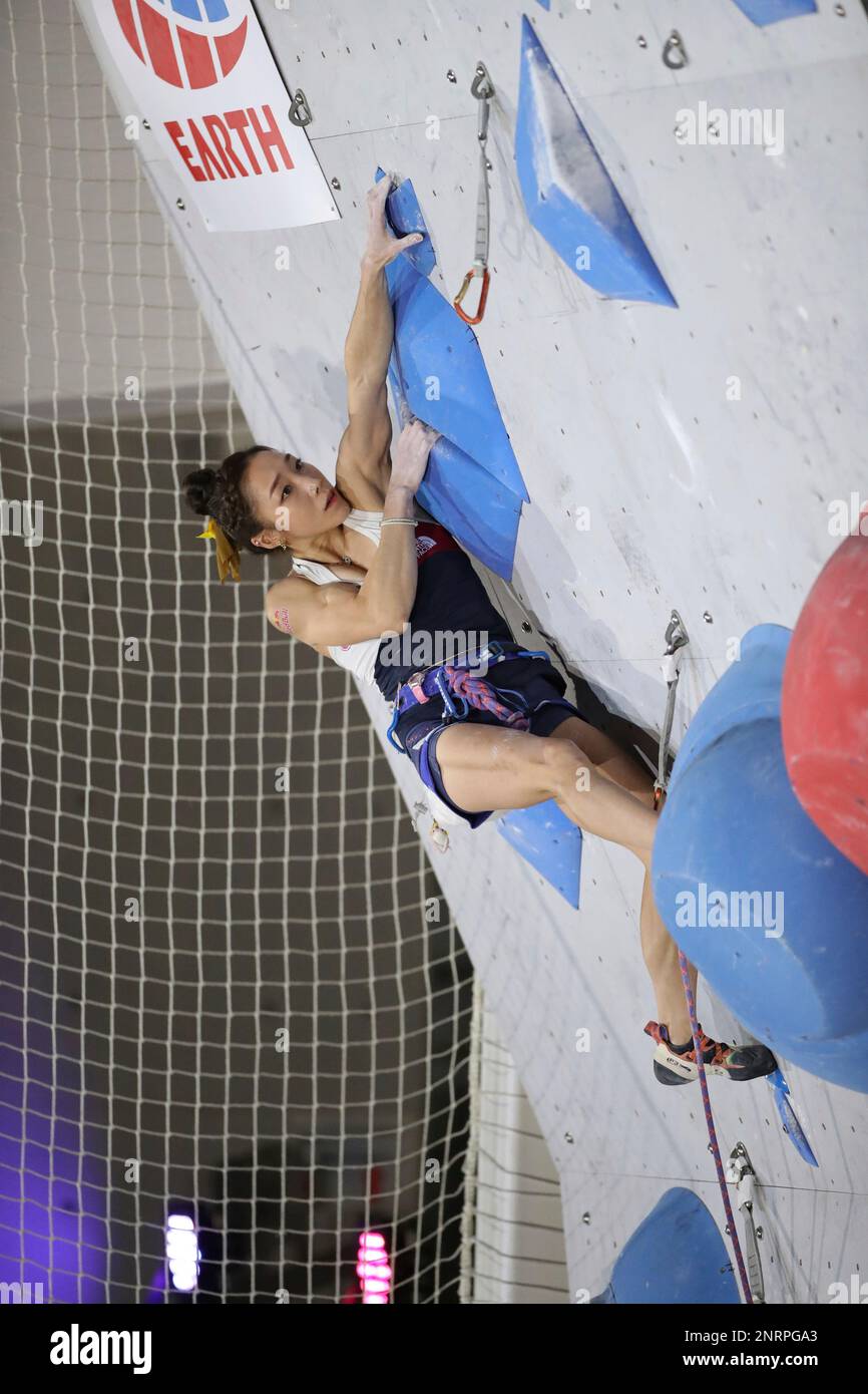 South Korean Jain Kim peforms during the lead event of the IFSC ...
