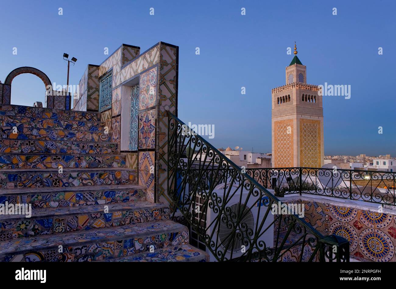 Tunisia: City of Tunis. Ez- Zitouna Mosque (Great Mosque) from a ...