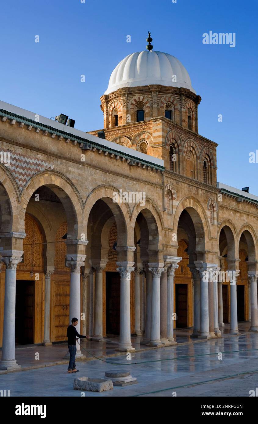 Tunisia: City of Tunis. Medina. Courtyard of Ez- Zitouna Mosque (Great ...
