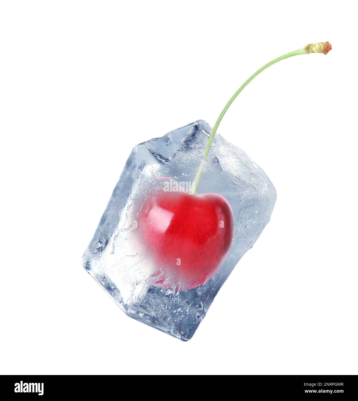 Delicious cherry frozen in ice isolated on white Stock Photo - Alamy