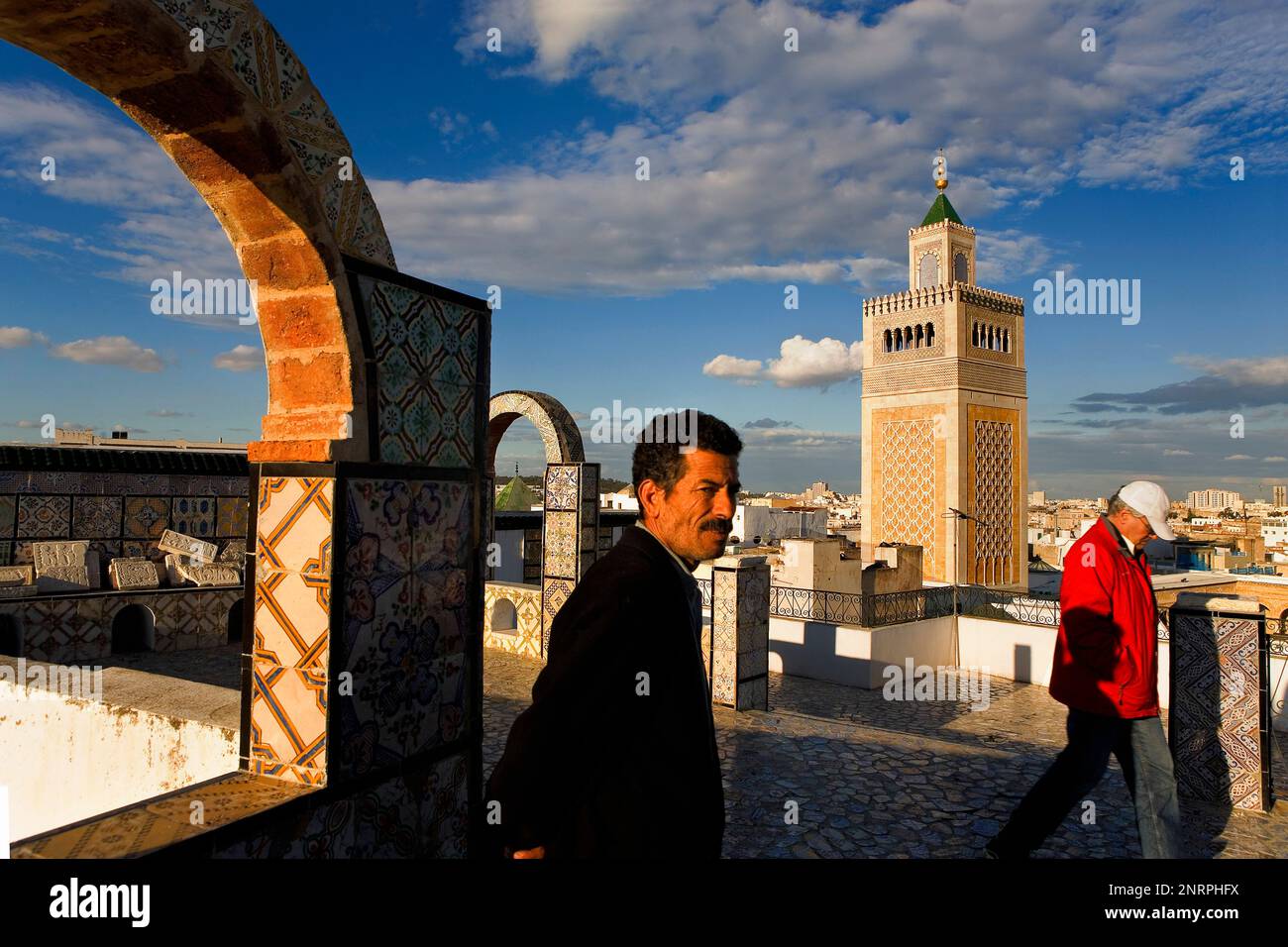 Tunisia: City of Tunis.Medina. Minaret of Ez- Zitouna Mosque (Great ...