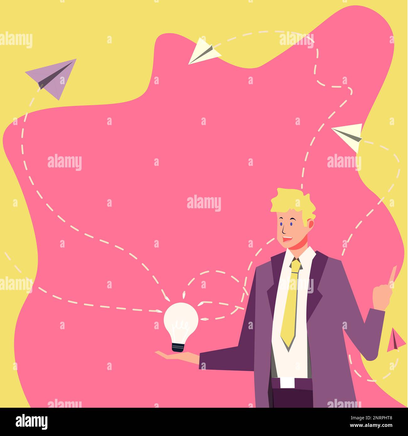 Bussinesman In Suit Standing Holding Buib And Displaying Holographic ...